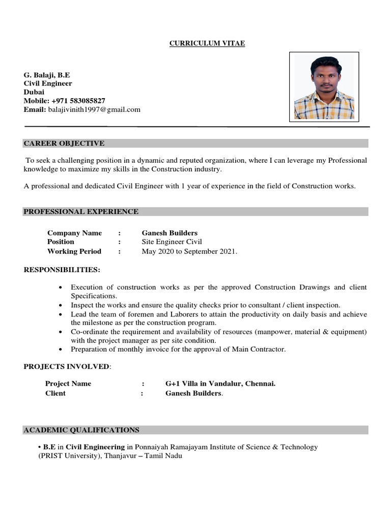 Balaji Resume | PDF | Engineering