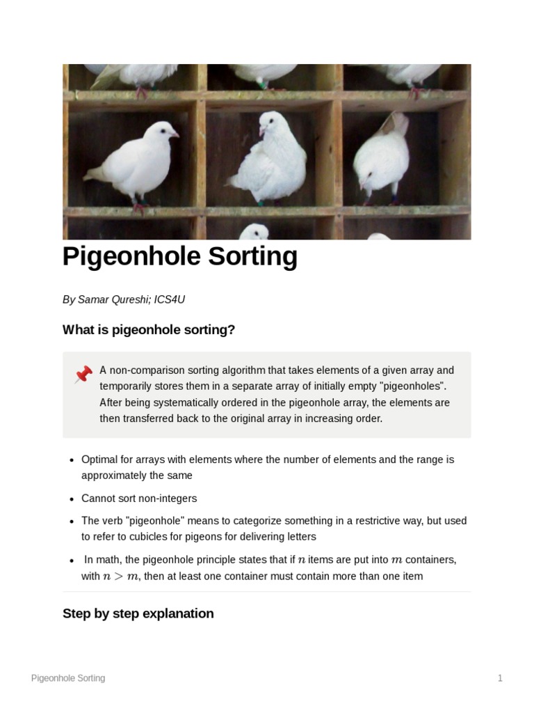 Pigeonhole Sorting | PDF