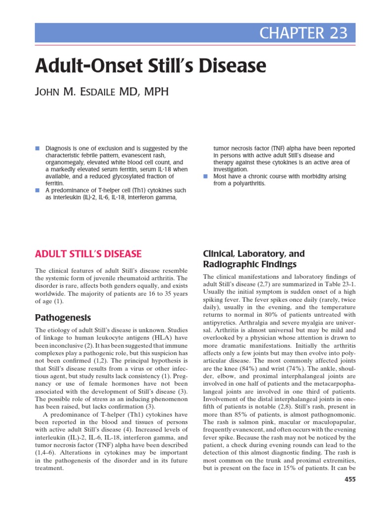 Adult-Onset Still's Disease: J M. E MD, MPH | PDF | Rheumatoid ...