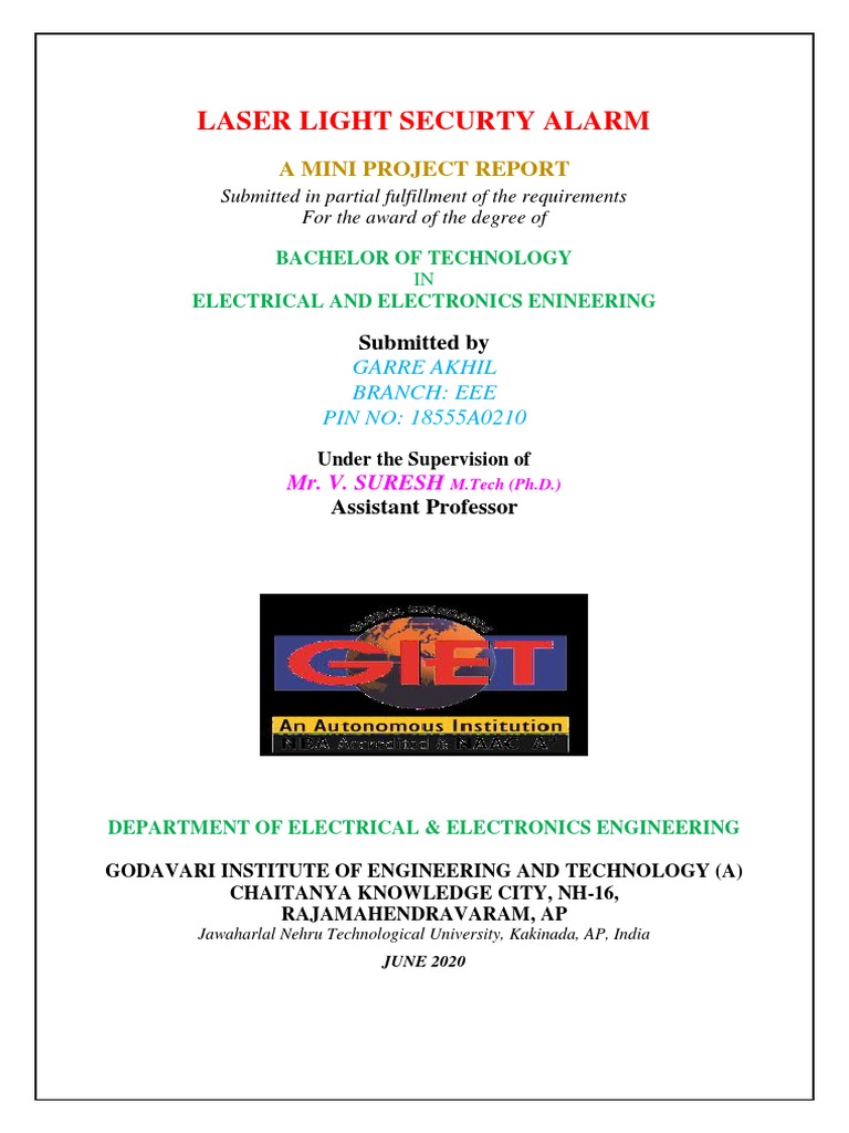 Laser Light Security Alarm Project Report | PDF | Light Emitting Diode ...