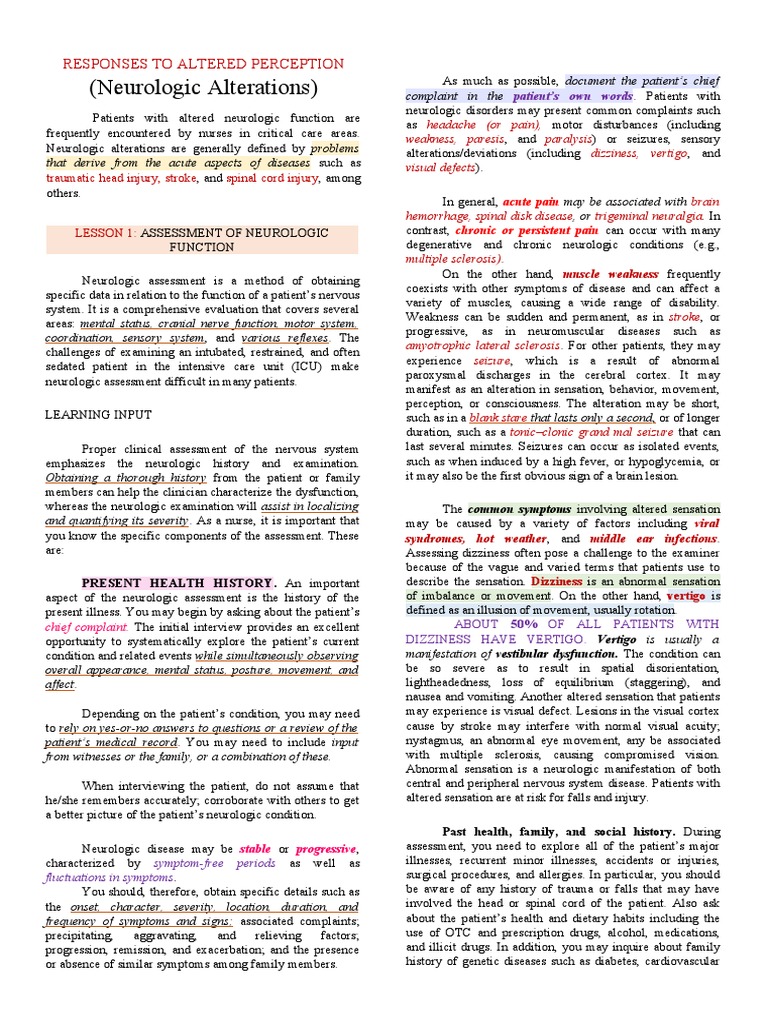 Alteration in Neurologic Function | PDF | Magnetic Resonance Imaging ...