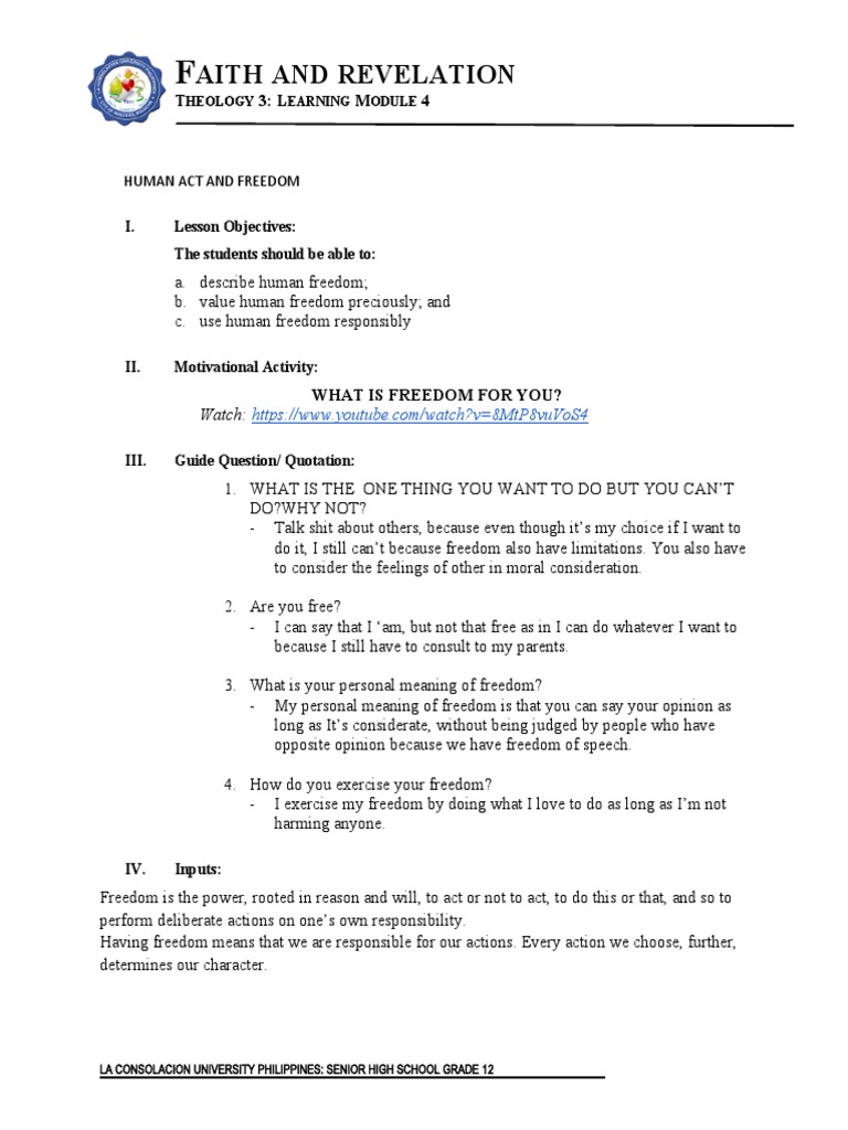 Module 4 - Human Act and Freedom | PDF | Penance | Abrahamic Religions