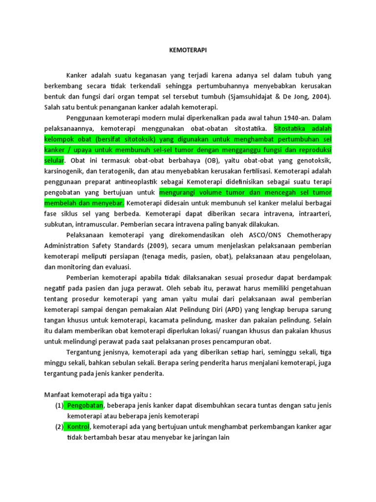 Prinsip Pemberian Kemoterapi Kanker | PDF | Pengembangan Diri ...