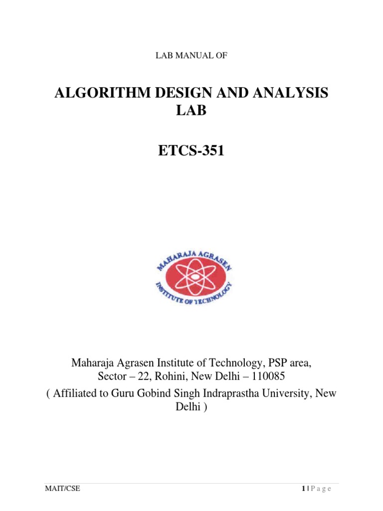 Algorithm Design and Analysis LAB ETCS-351 | Download Free PDF | Matrix (Mathematics) | Dynamic ...