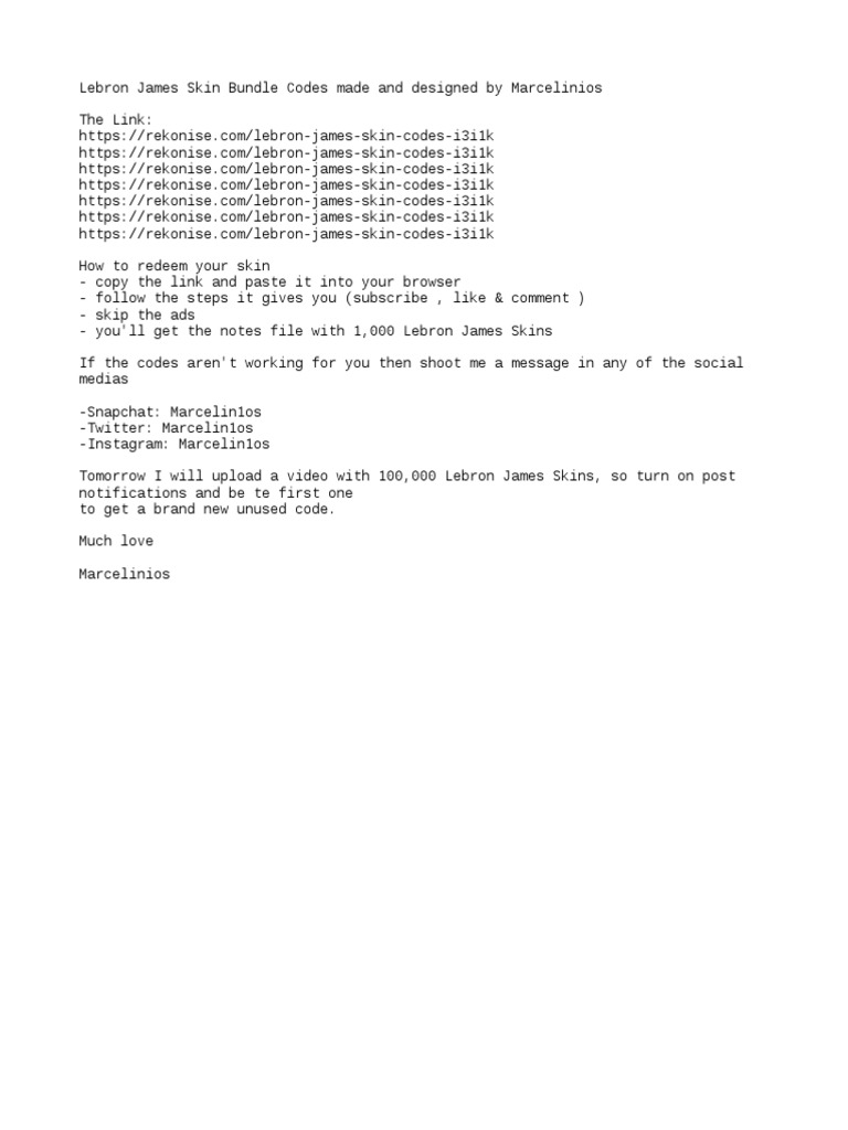 Lebron James NEW Skin CODES | PDF