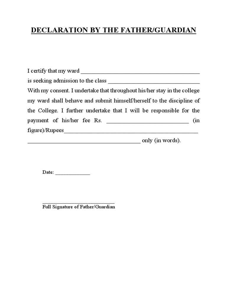 Declaration by The Father - Guardian | PDF | Finance & Money Management