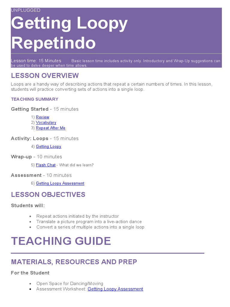 Getting Loopy: Teaching Students About Loops Through Dance Activities ...