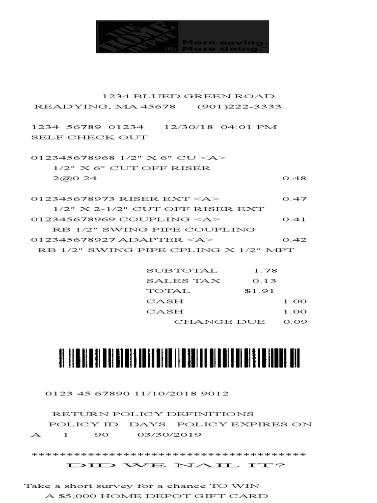 Home Depot Receipt Template Receipt Template Receipt Maker WMT