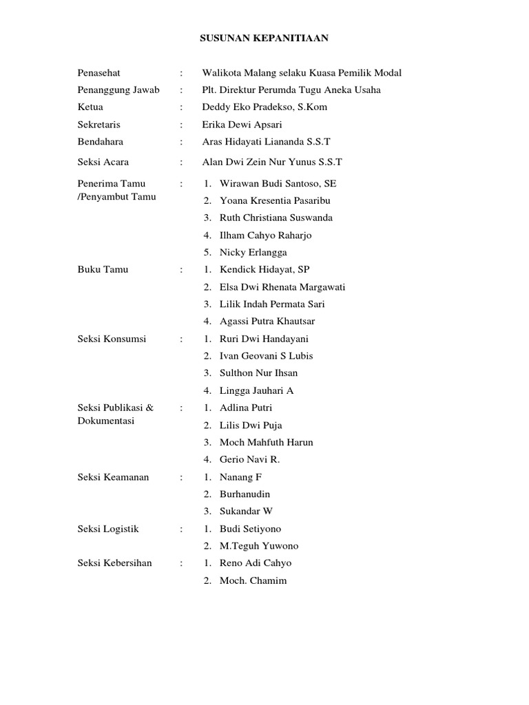 Susunan Kepanitiaan | PDF