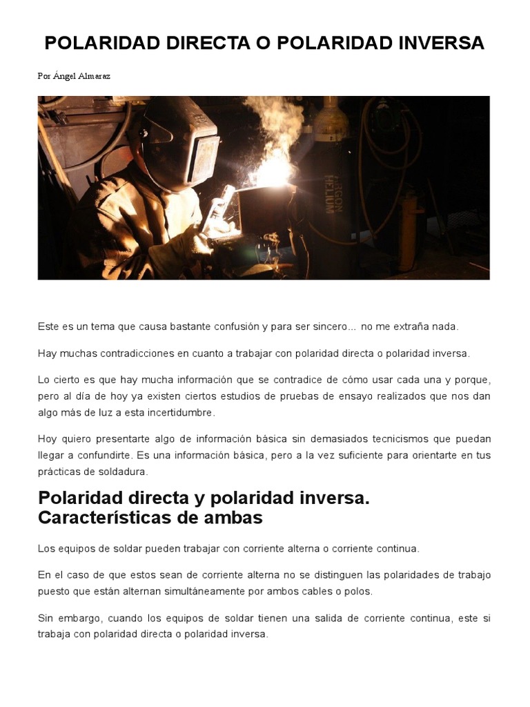 Polaridad Directa o Polaridad Inversa | PDF | Construcción | Soldadura