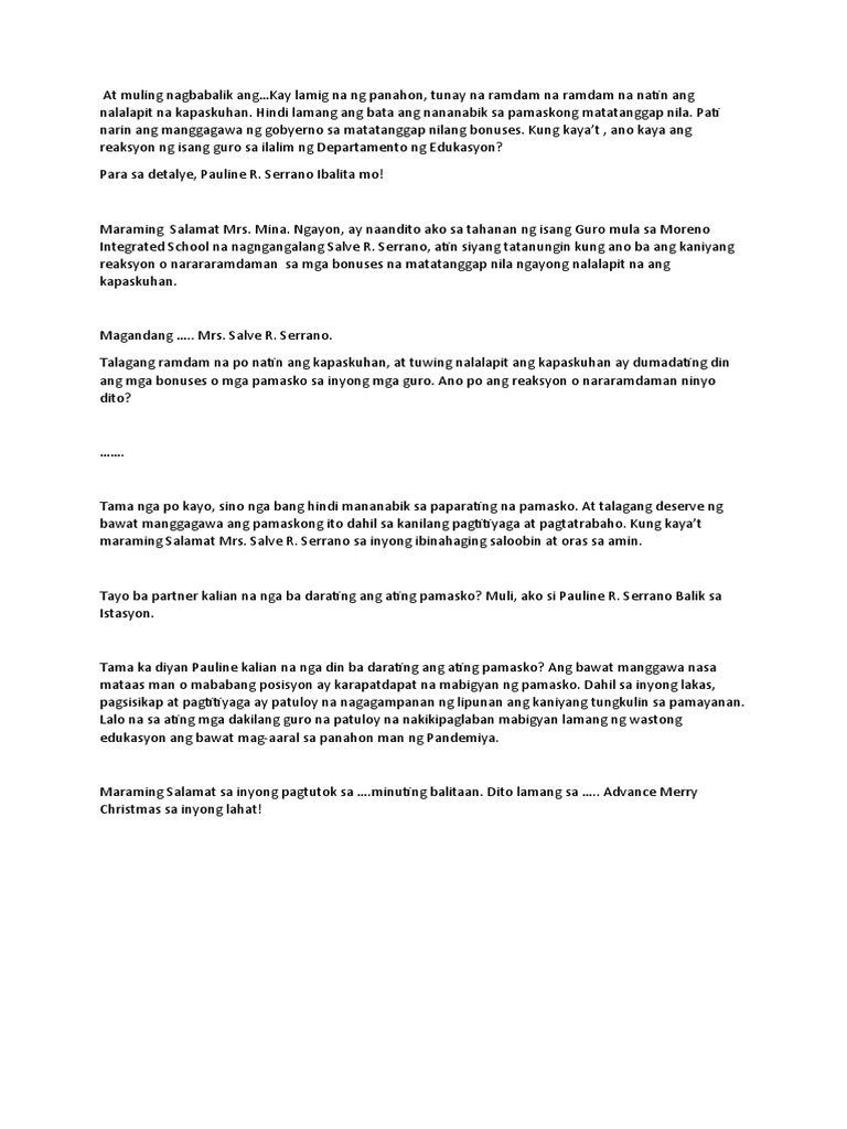 Script Sa KOMUNIKASYON | PDF