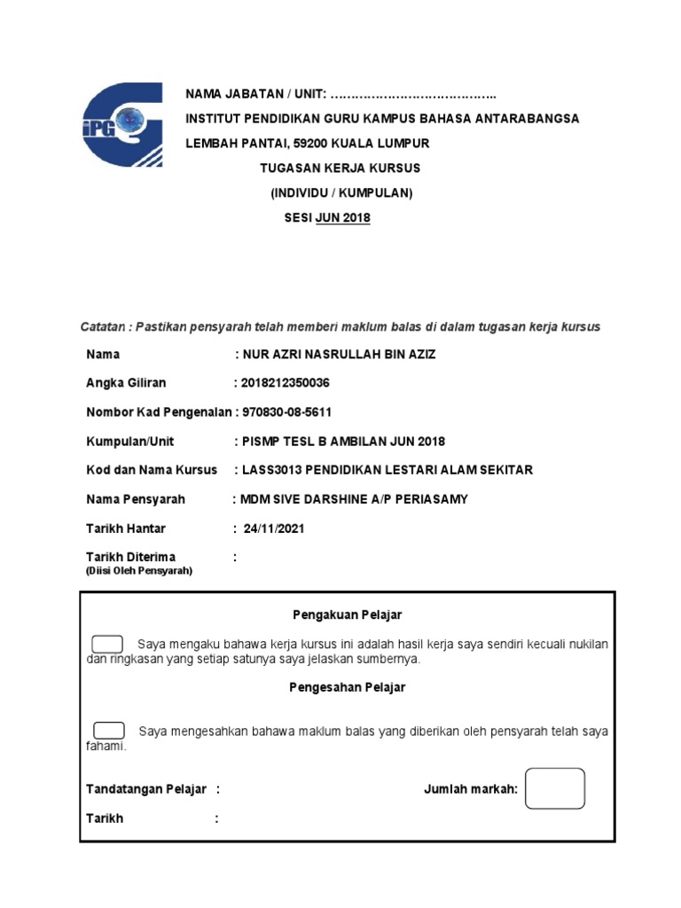 Penulisan Reflektif Lass3013 | PDF