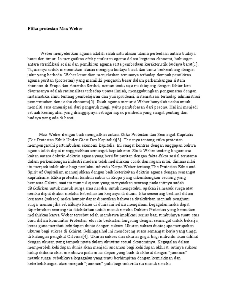 Etika Protestan Weber | PDF