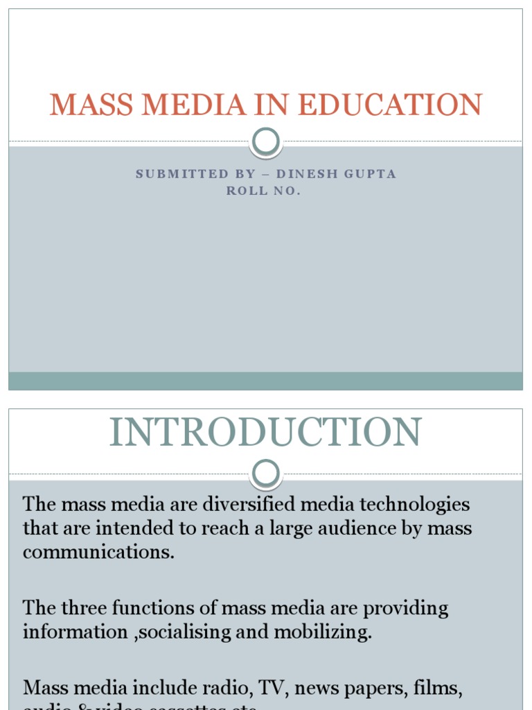 Role of Mass Media in Education | PDF | Mass Media | Television