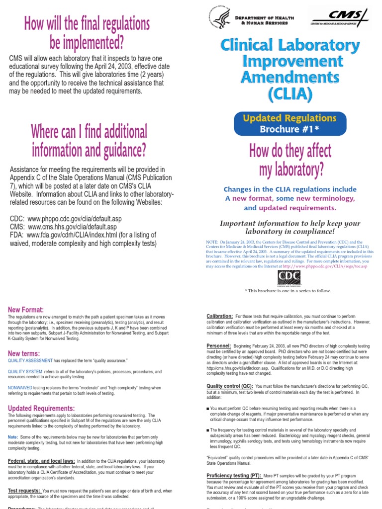CLIA Updated Regulations Overview | PDF | Verification And Validation ...