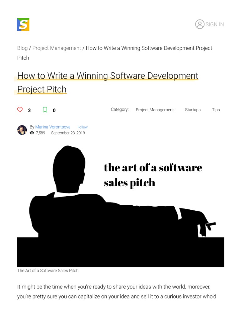 Winning Software Project Pitch Guide | PDF | Sales | Business Model