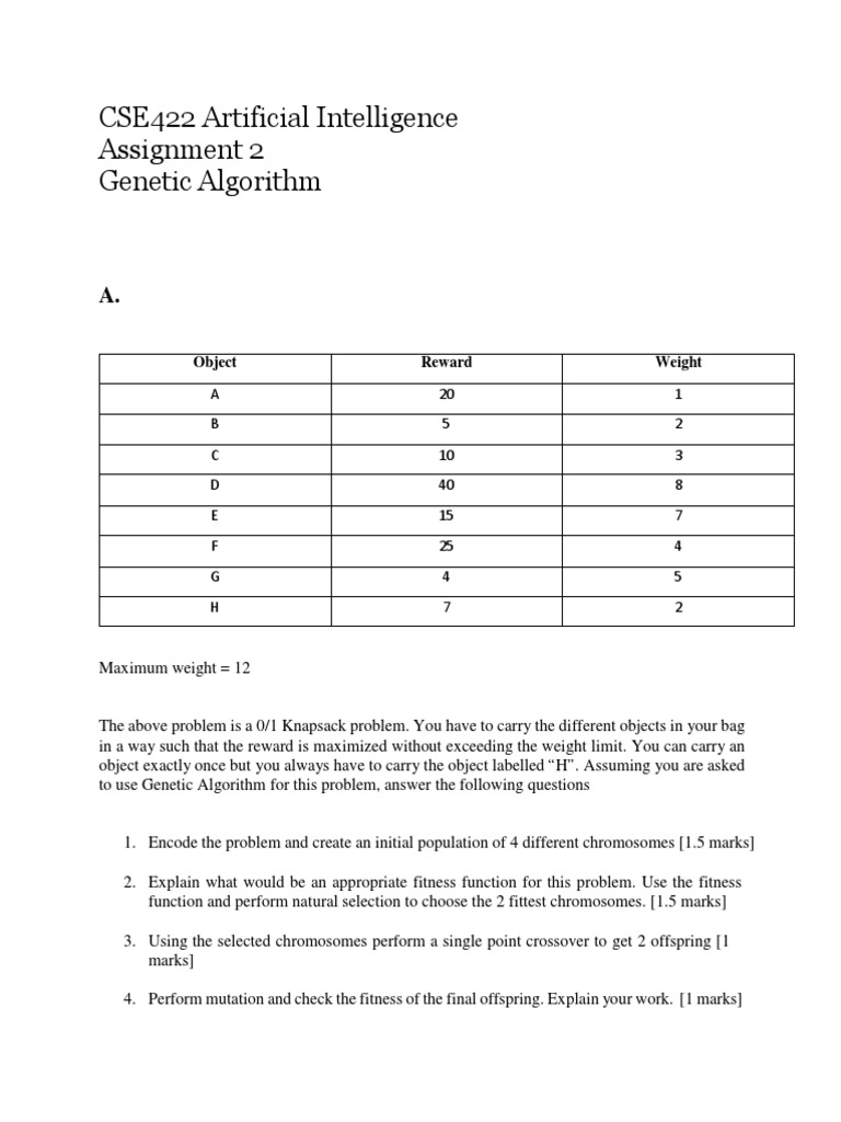Assignment 02 Genetic Algorithm Pdf Genetic Algorithm Applied Mathematics 