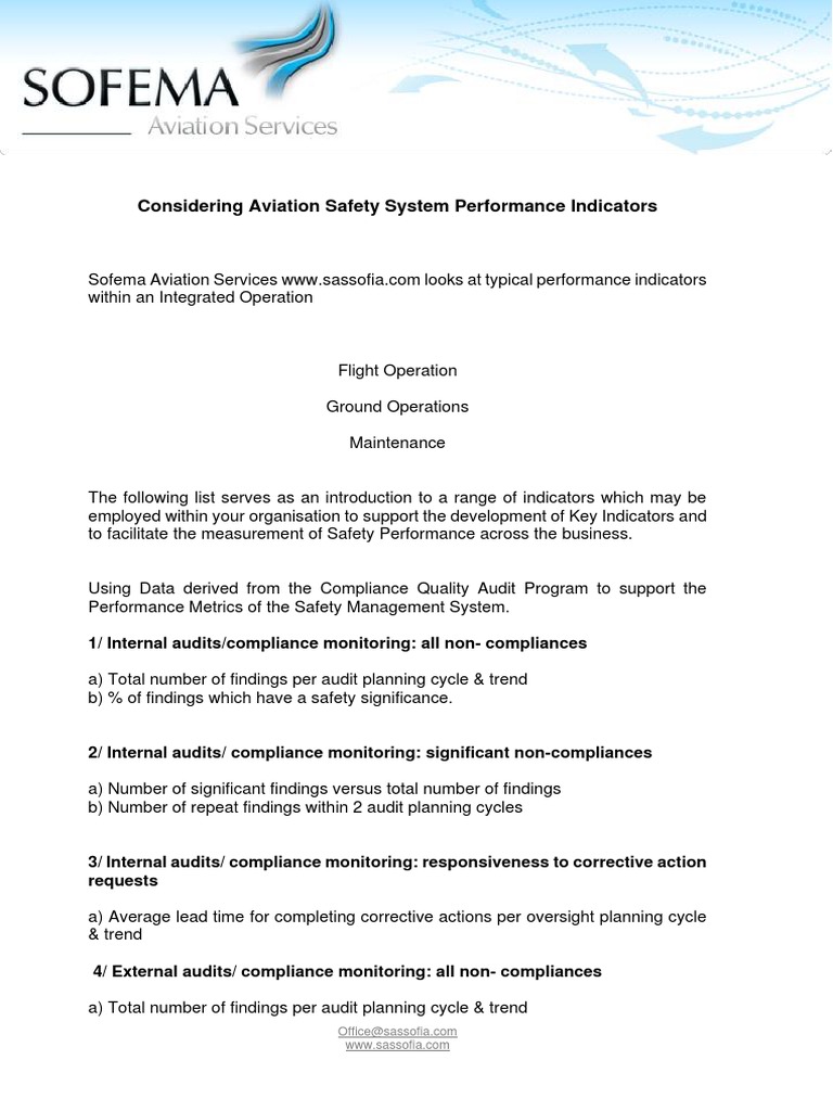 Considering Aviation Safety System Performance Indicators 1 Internal