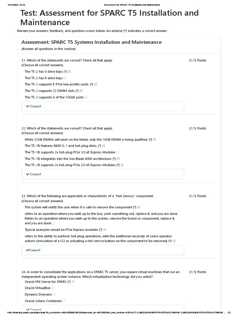 Assessment For SPARC T5 Installation and Maintenance-5 | PDF | Virtual ...