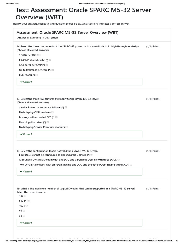 Assessment Oracle Sparc M5 32 Server Overview Wbt 4 Pdf Information Age Computer Data