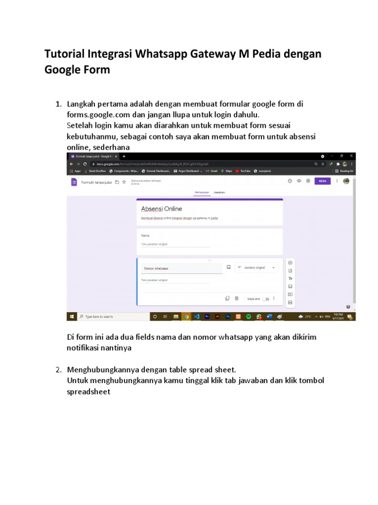 Tutorial Google Form, Integrasi | PDF | Karier & Perkembangan