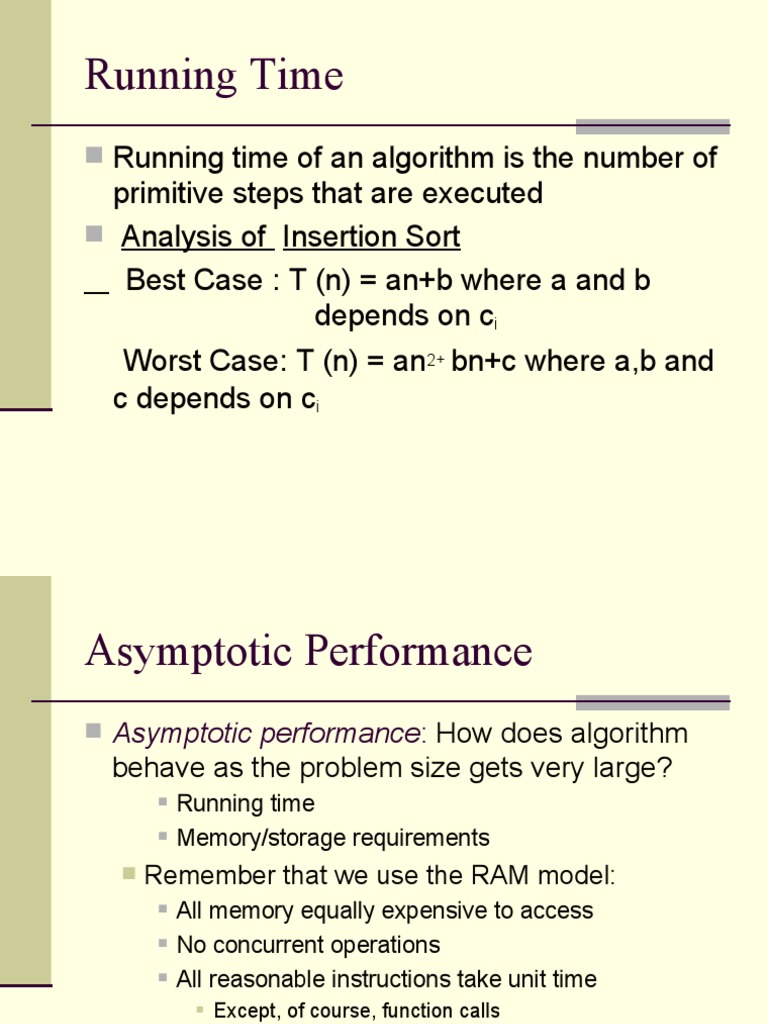 Algorithm Analysis & Asymptotic Performance | PDF | Time Complexity | Algorithms