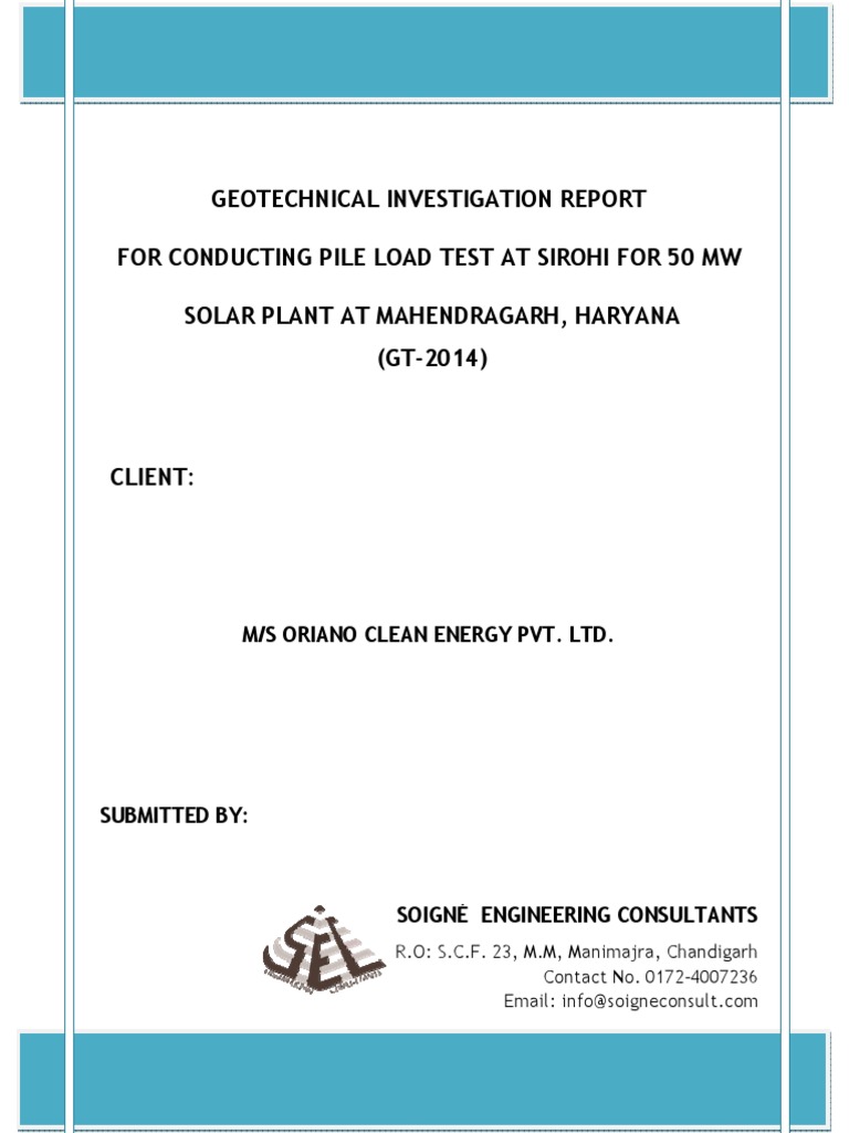 Soil Test Report - 50MW - Haryana Nangal Choudhary | PDF | Geotechnical ...
