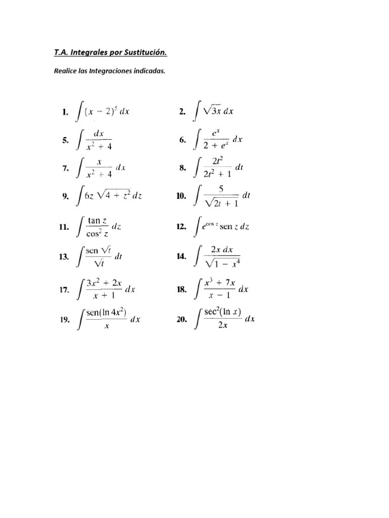 Deber Integrales Por Sustitución | PDF