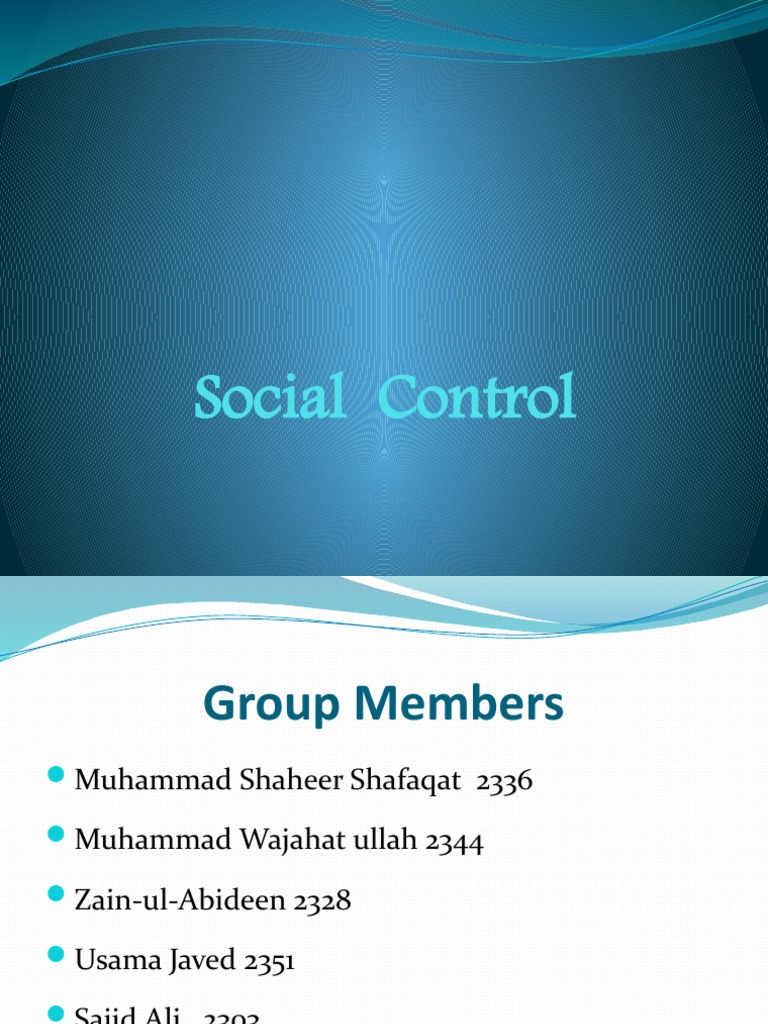 Social Control Presentation | PDF | Conformity | Deviance (Sociology)