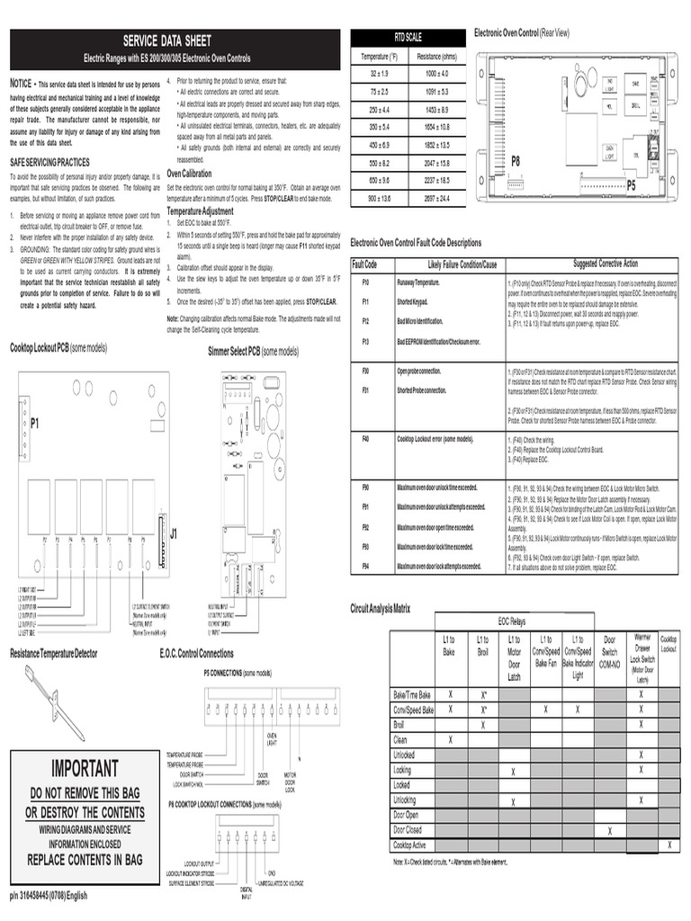 Important: Service Data Sheet | Download Free PDF | Electrical ...