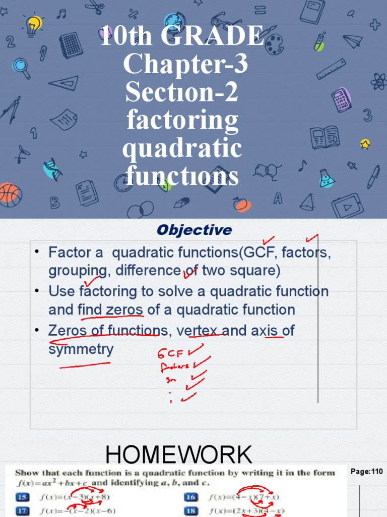 10th GRADE Chapter-3 Sectıon-2 Factoring Quadratic Functıons | PDF | Teaching Methods & Materials