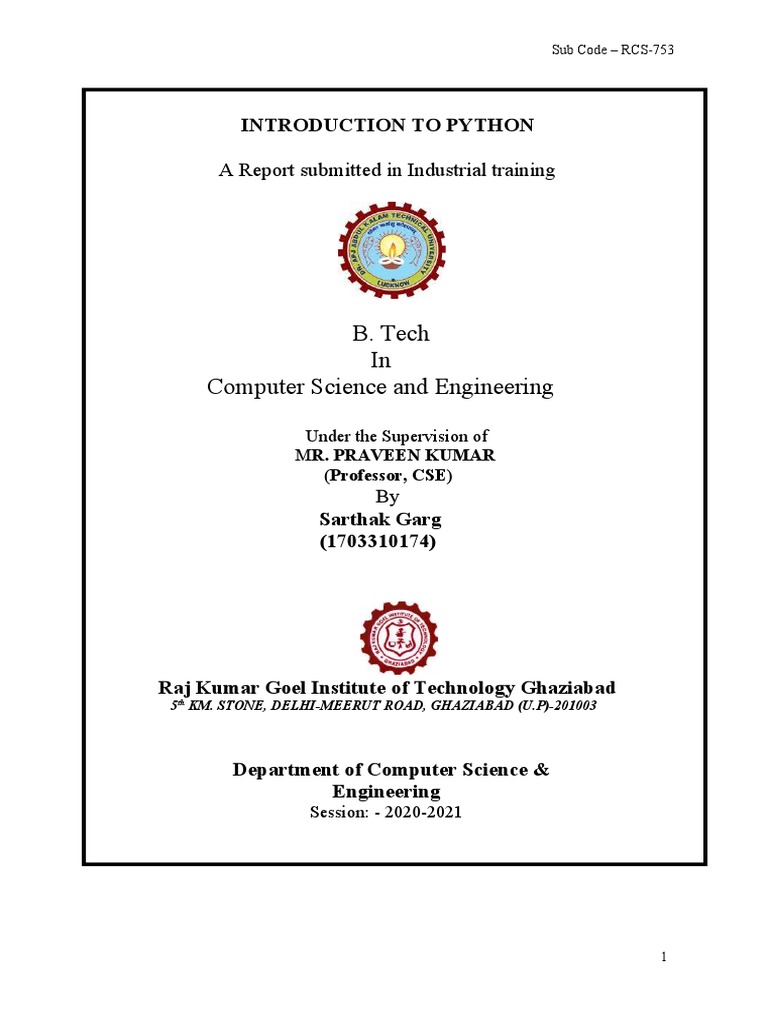 Summer Training Report | Download Free PDF | Dependent And Independent ...