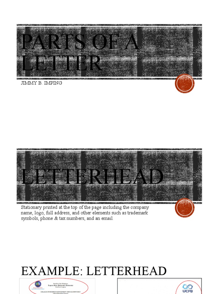 Parts of a Business Letter Guide | PDF | Punctuation | Comma