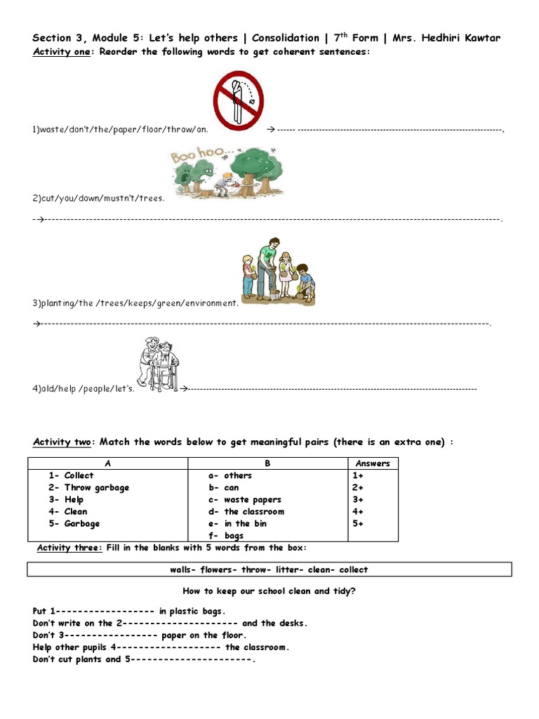 Section 3, Module 5: Let's Help Others - Consolidation - 7 Form - Mrs ... Section 3, Module 5: Let's Help Others - Consolidation - 7 Form - Mrs ...