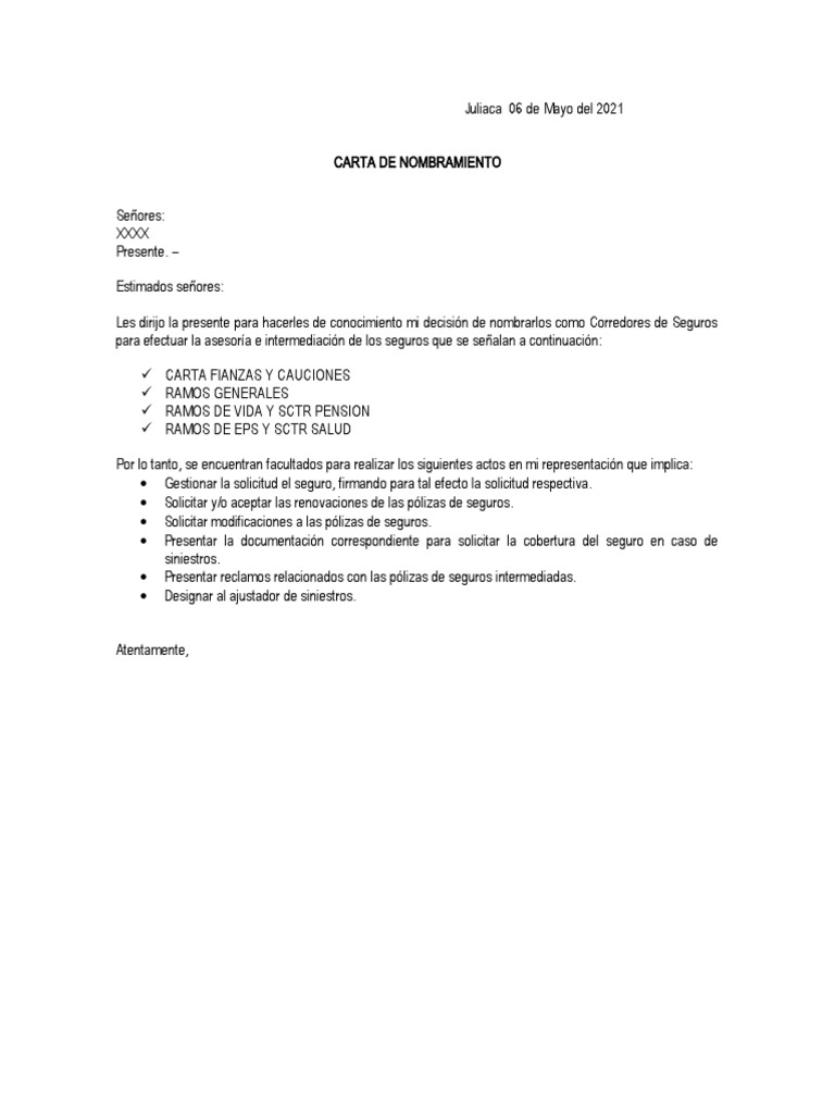 Carta de Nombramiento | PDF