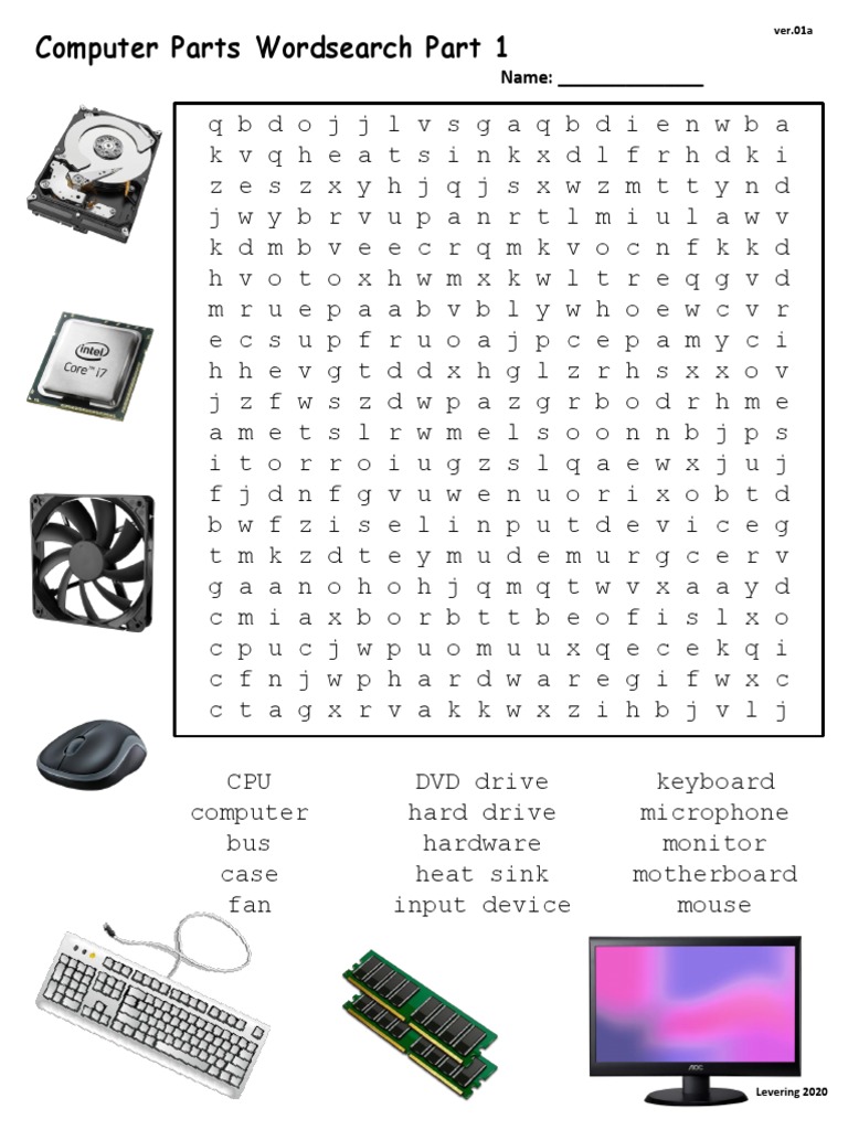 Computer Parts Wordsearch Part 1: Name | PDF | Computer Hardware ...