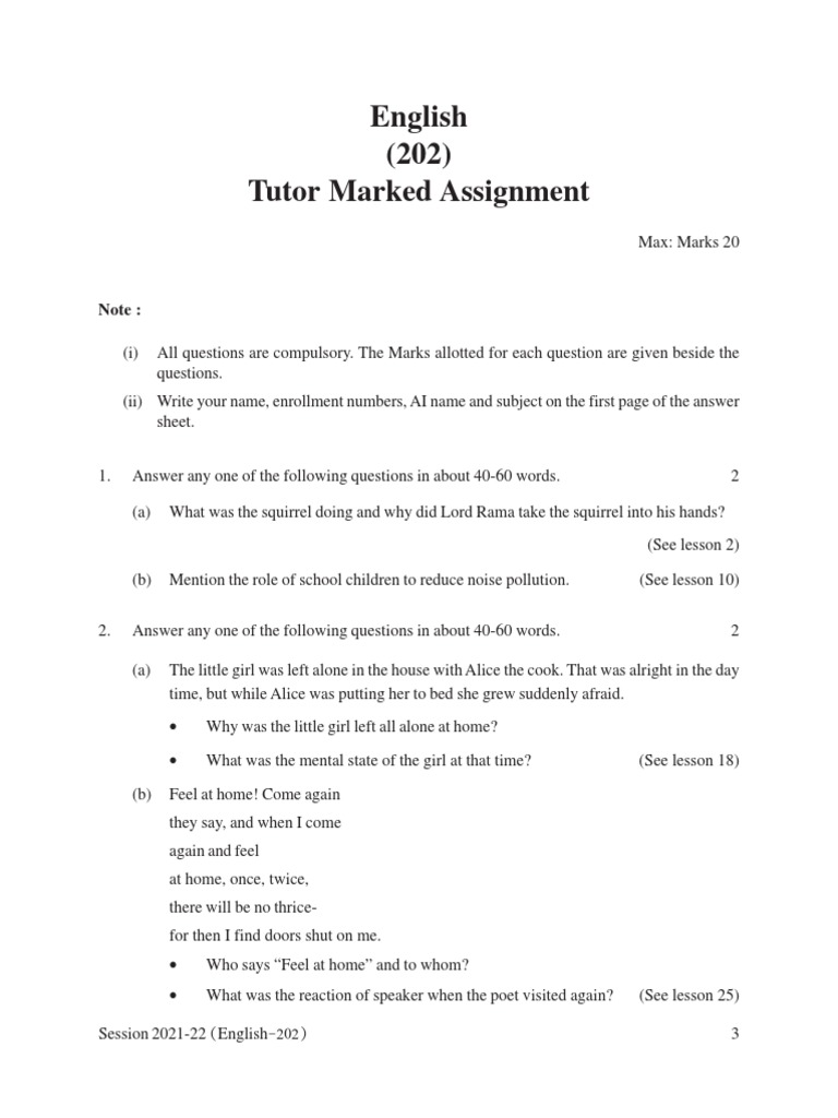 English Tutor Marked Assignment | PDF