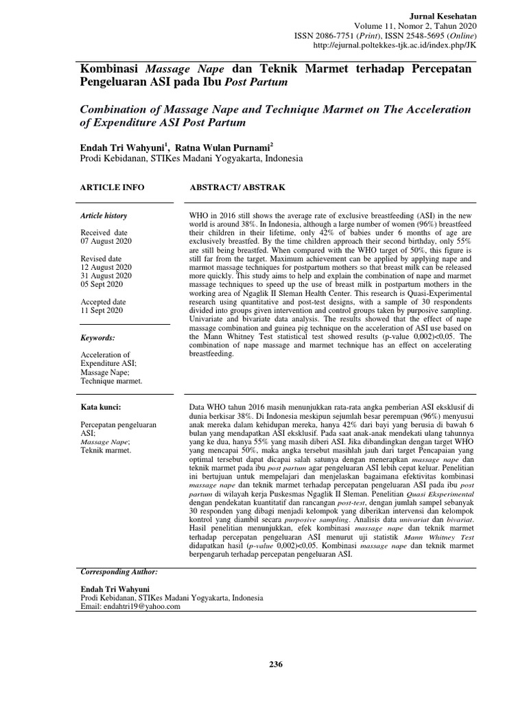 5.kombinasi Massage Nape & Teknik Marmet | PDF | Breastfeeding | Human ...