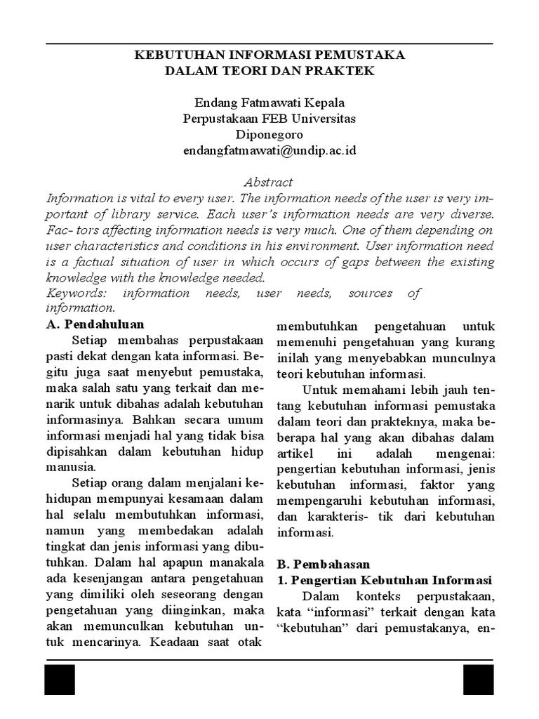 Jurnal Kebutuhan Informasi Menurut GUHA | PDF