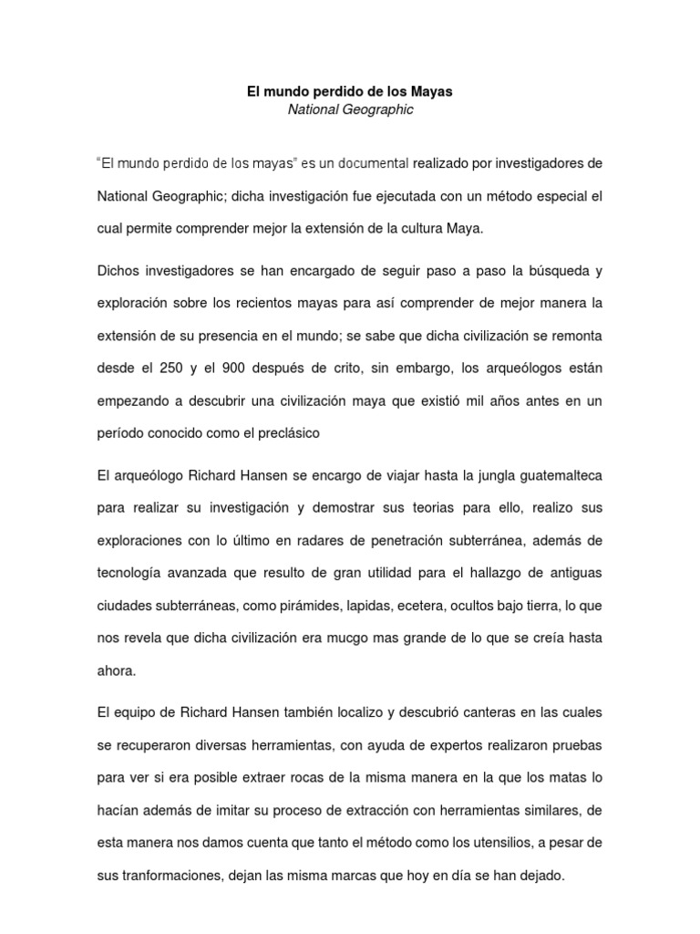 El Mundo Perdido de Los Mayas | PDF | Civilización maya