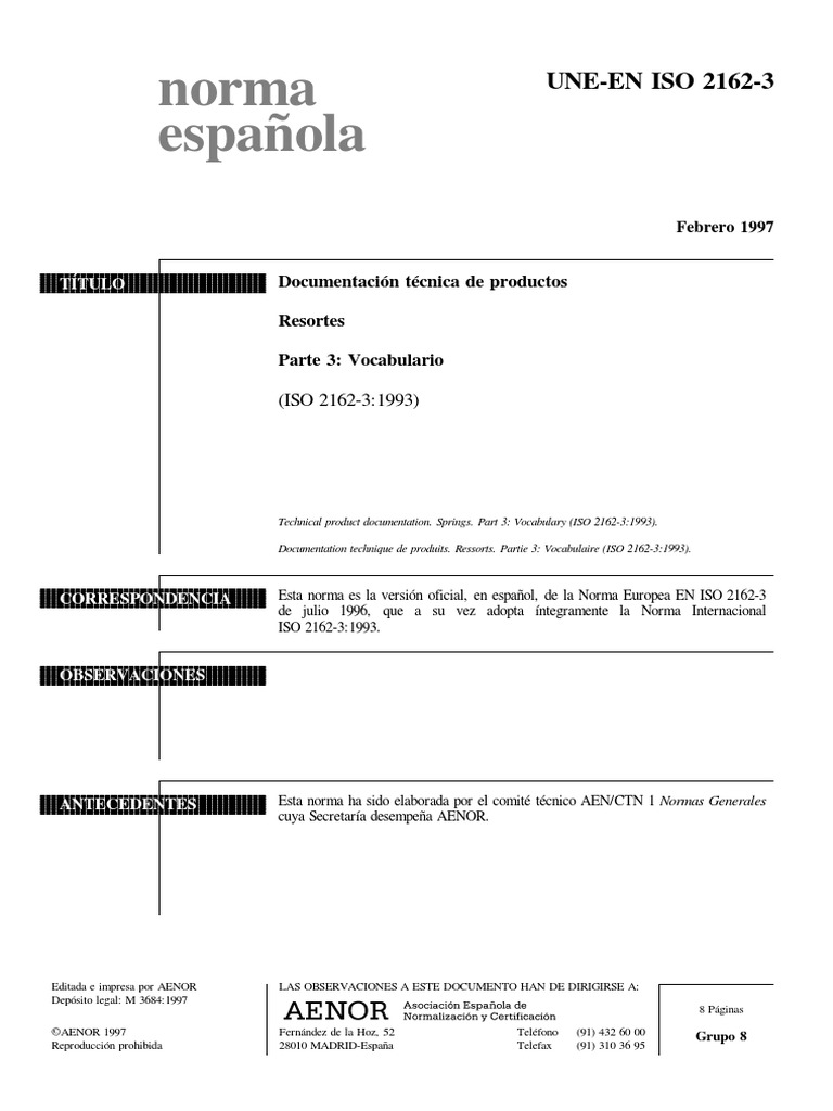 ISO - 2162-3 1993 Representacion de Resortes | PDF | Fuerza | Europa