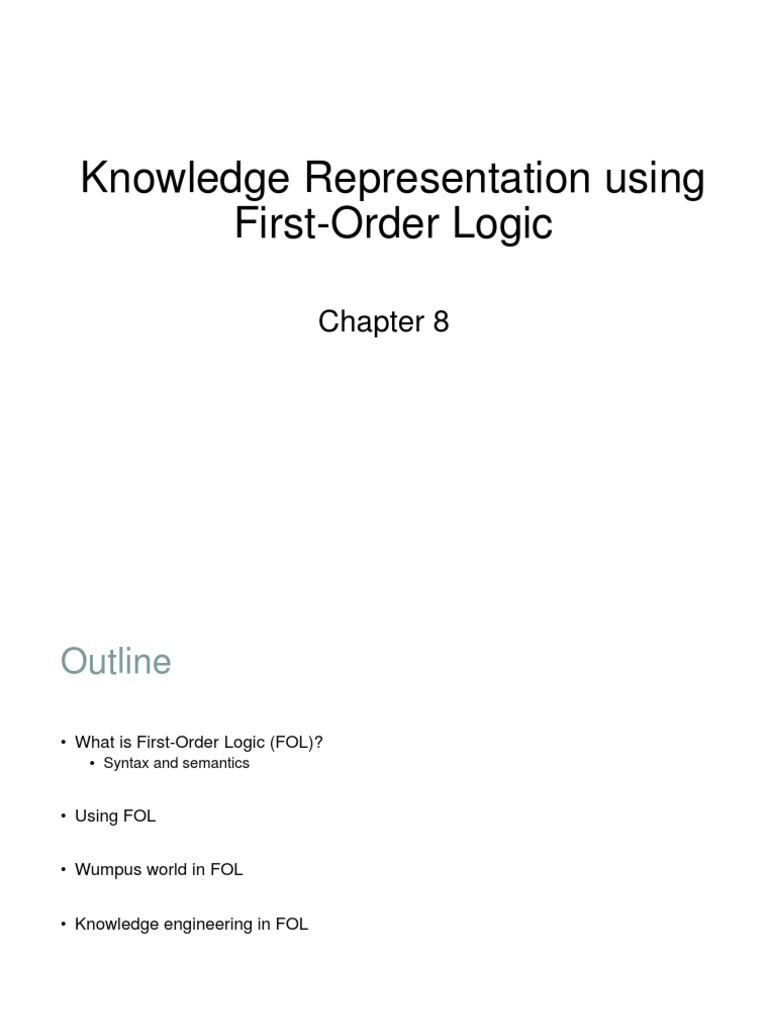 Knowledge Representation Using First-Order Logic | PDF | First Order Logic | Logic