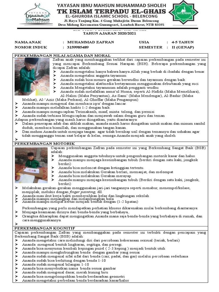 Perkembangan Muhammad Zafran 2020/2021 | PDF | Seni & Disiplin Bahasa