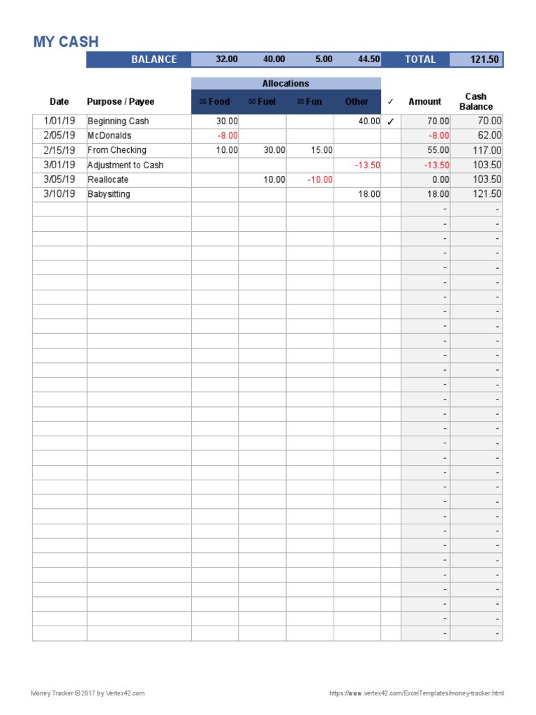 My Cash: Balance Total | PDF | Cheque | Spreadsheet