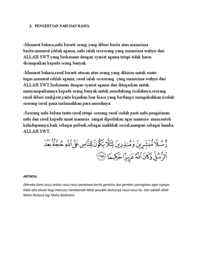 Pengertian Nabi Dan Rasul | PDF