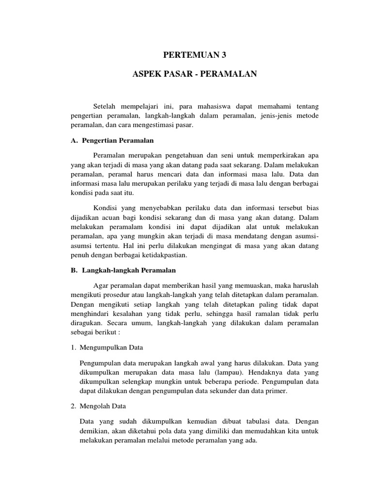 Peramalan - Pertemuan 3 | PDF | Bisnis