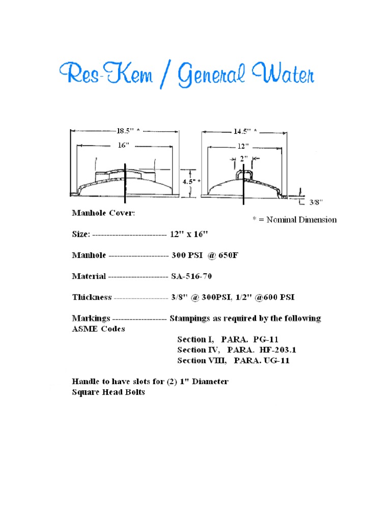 12x16 Manway Drawing | PDF