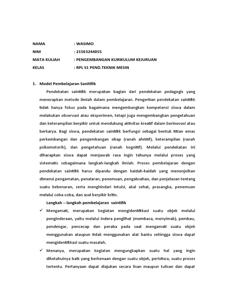 Model Pembelajaran | PDF | Karier & Perkembangan