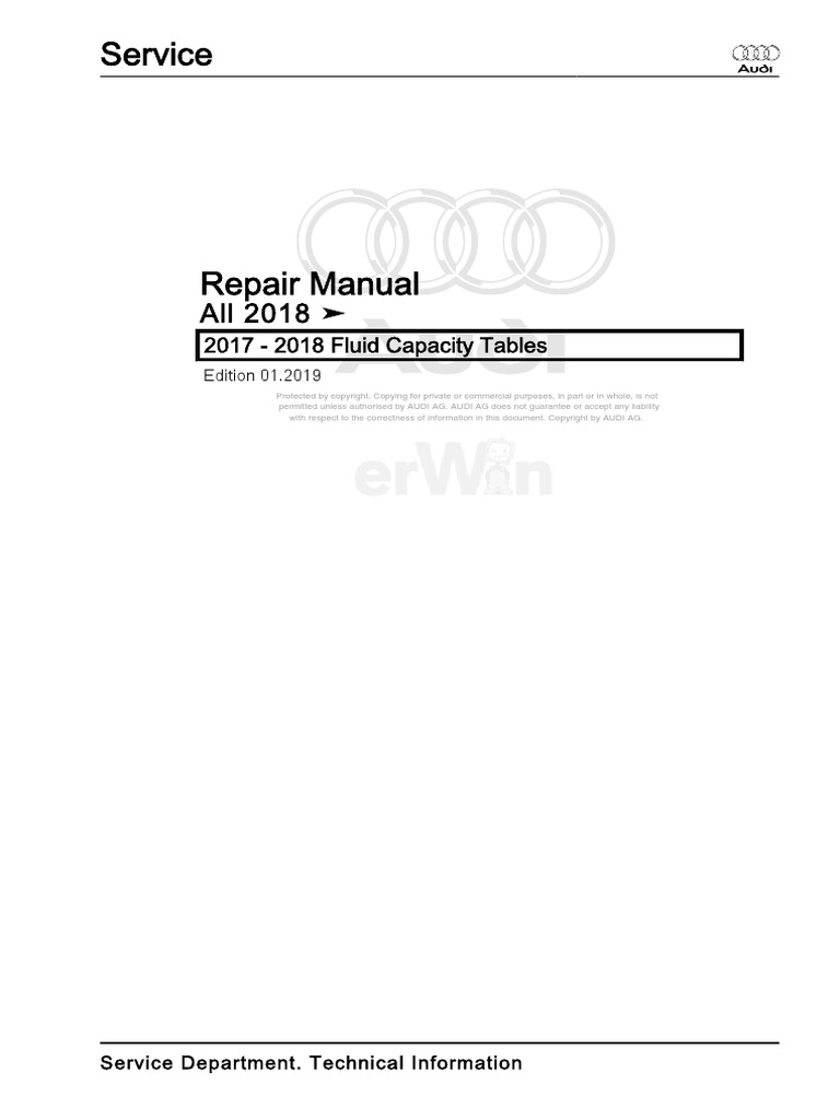 Fluid Capacity Tables | PDF | Audi | Copyright