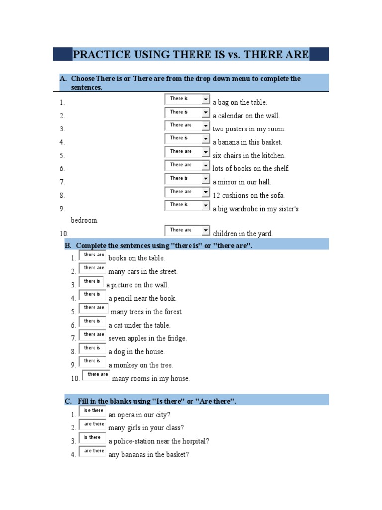 THERE IS AND THERE ARE EXERCISES Dylan Rocha | PDF | Home